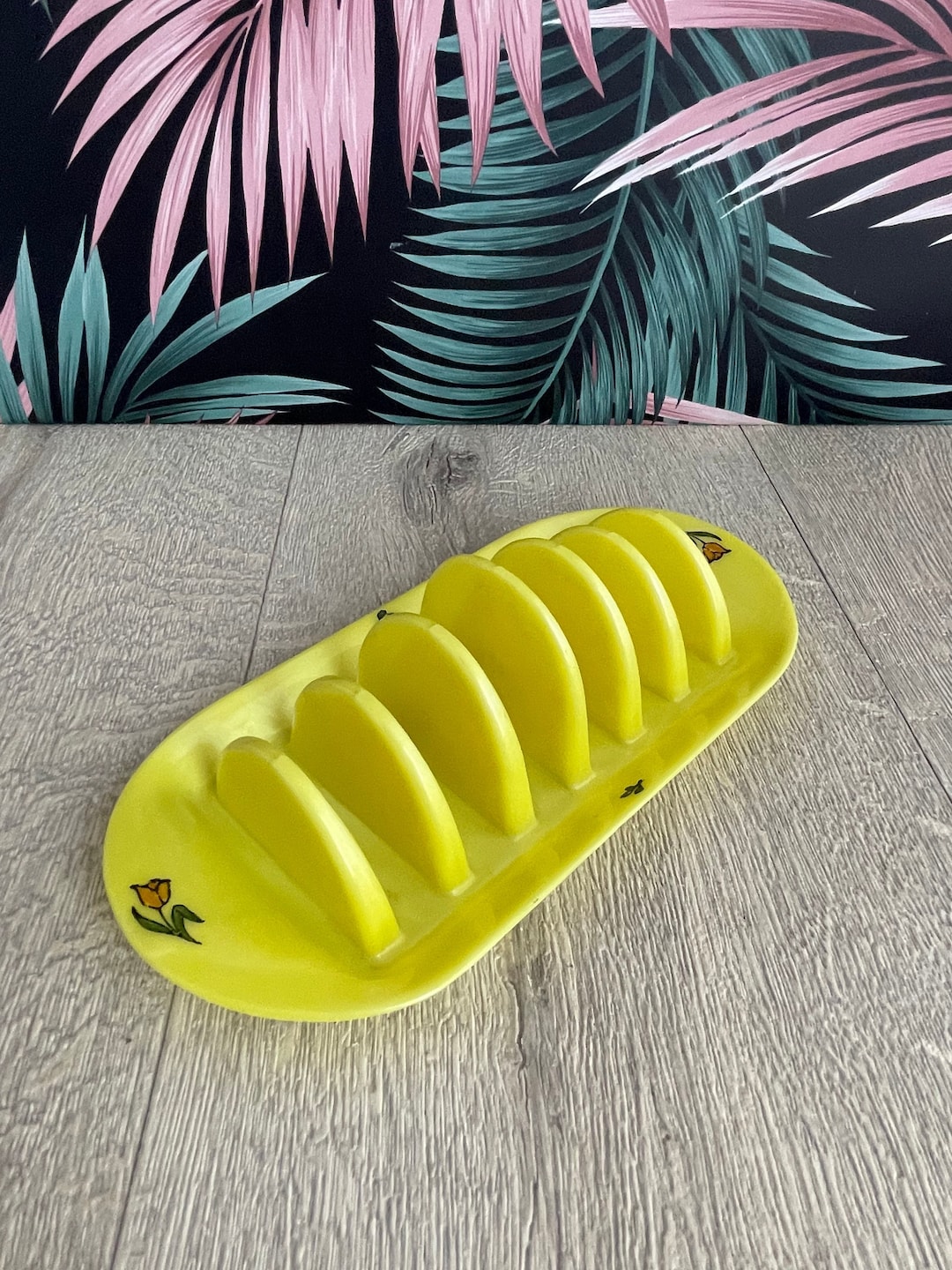 Yellow Toast Rack Embee Products Plasticware - Tulip Pattern - Vintage ...