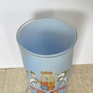 1953 Coronation Glass - Queen Elizabeth II Blue Commemorative Tumbler ...