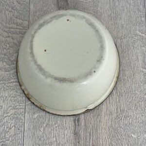 Small Tin Pudding Basin White and Turquoise Blue Enamelled Bowl Rustic ...