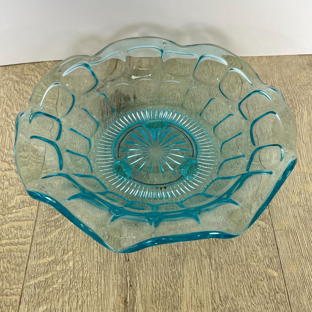 Davidson Jacobean Dish – Azure Blue Vintage Glass Candy Bowl - Etsy
