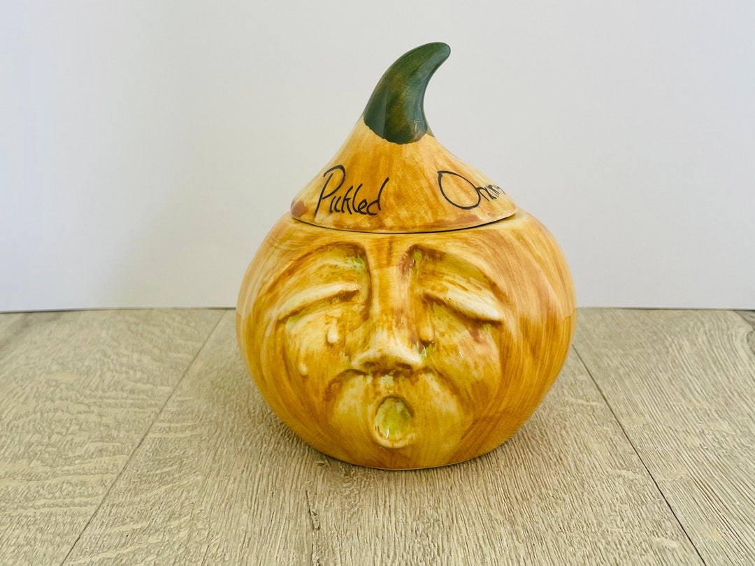 Toni Raymond Pickled Onions Face Pot Retro Serving Container Damaged ...