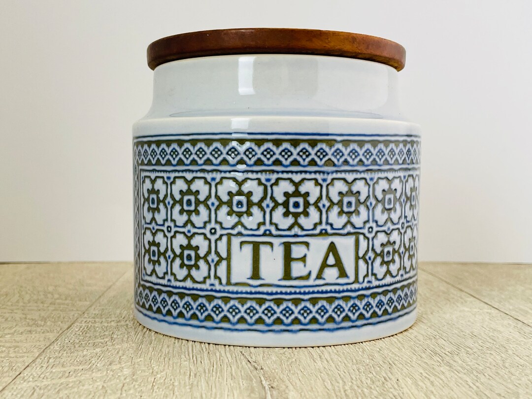 Hornsea Small Tea Storage Jar From Tapestry Range Vintage Blue and ...