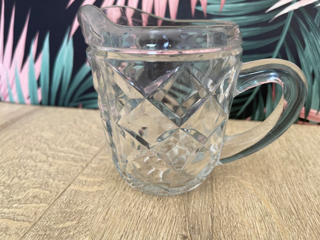 Glass Milk Jug Starburst and Diamonds Pattern Clear Glass - Etsy