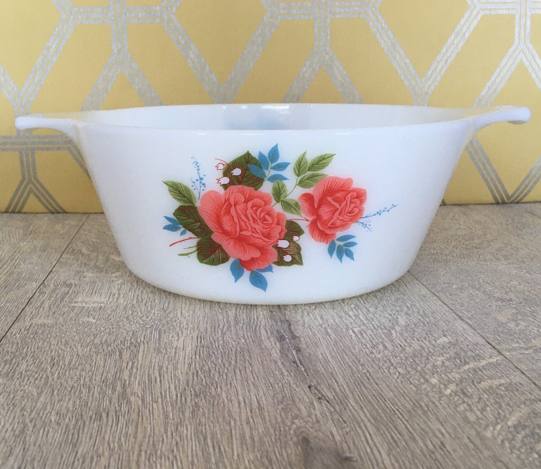JAJ Pyrex Cottage Rose Casserole Dish – Medium Vintage Floral Ovenware ...