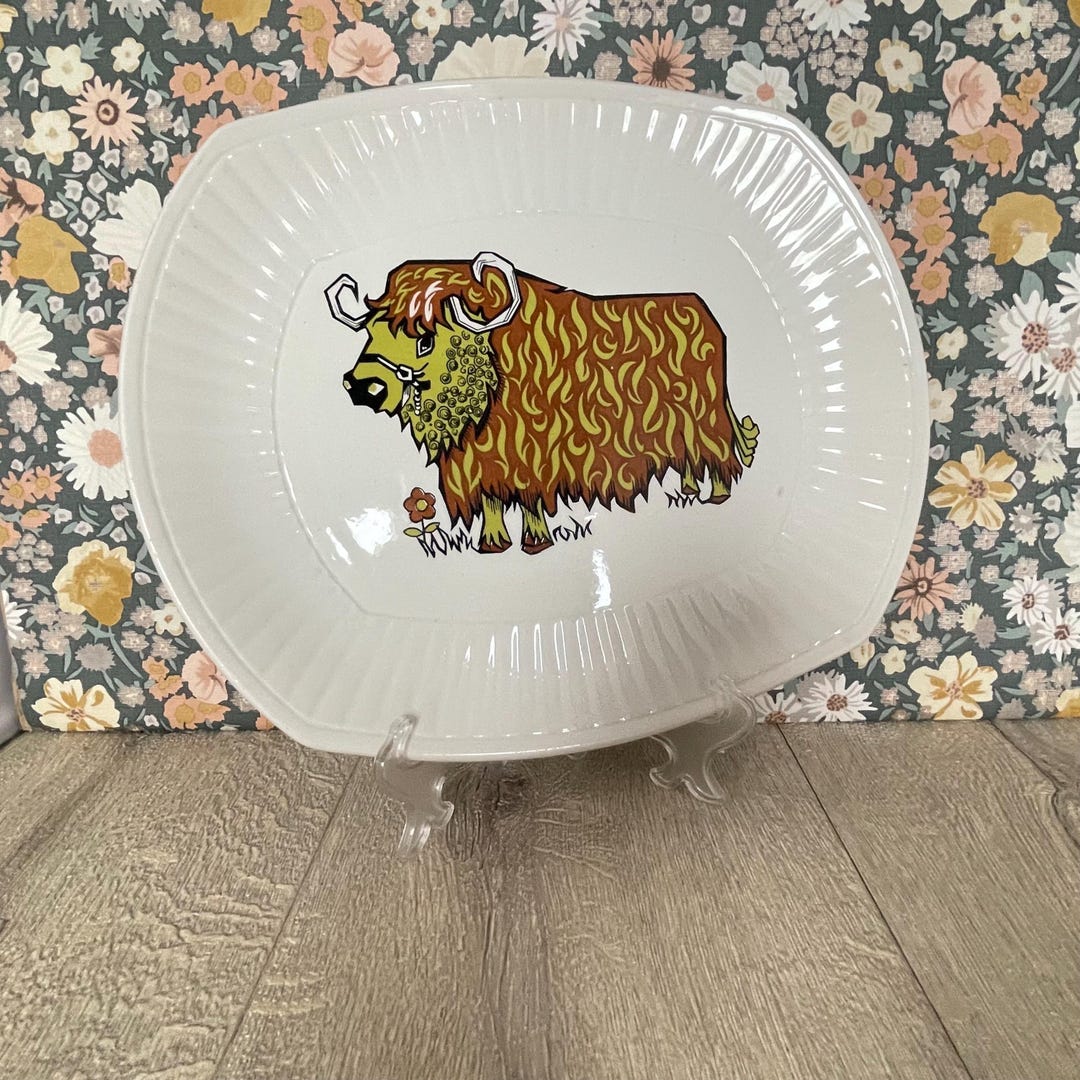 Retro Beefeater Steak & Grill Cow Plate - English Ironstone - Etsy