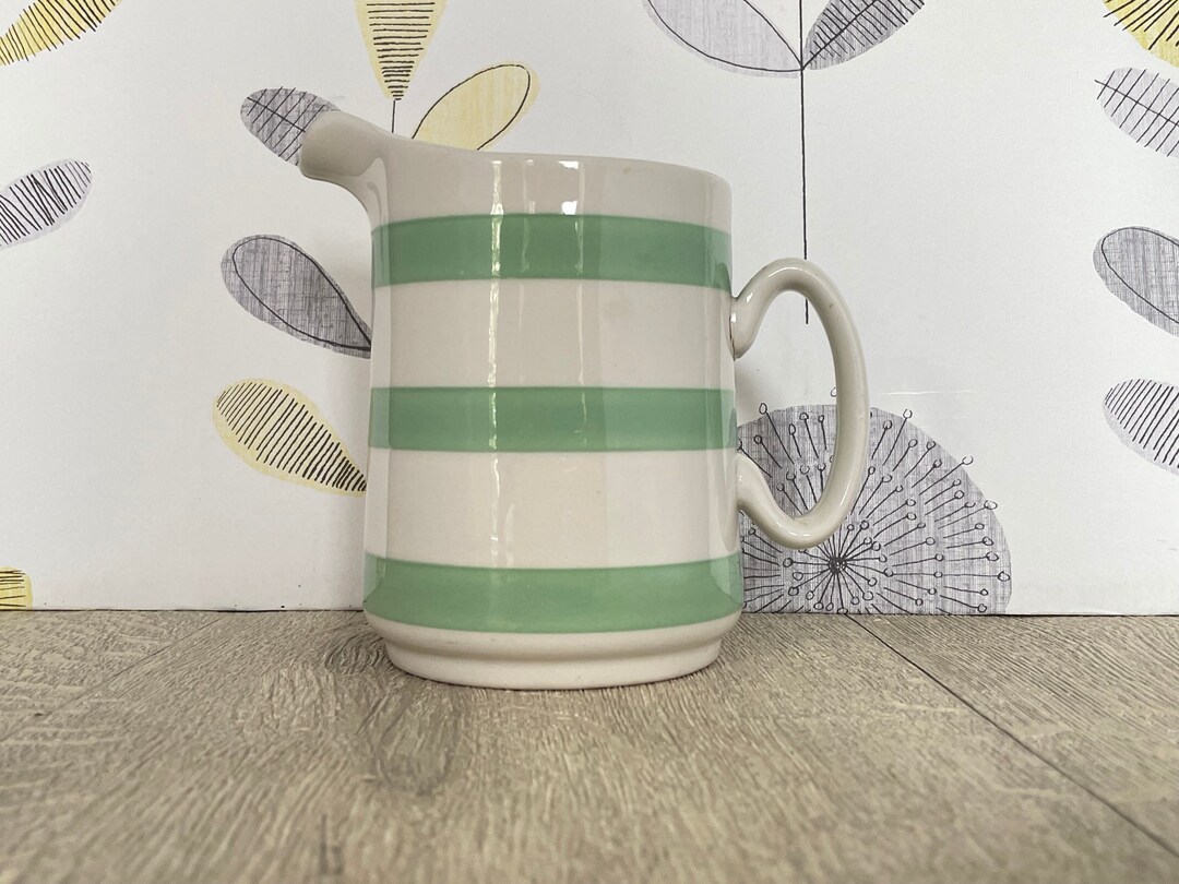 Cornishware Mint Green and White Stripe Milk Jug - Staffordshire Chef ...