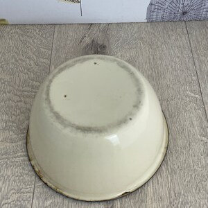 Small Tin Pudding Basin White and Turquoise Blue Enamelled Bowl Rustic ...