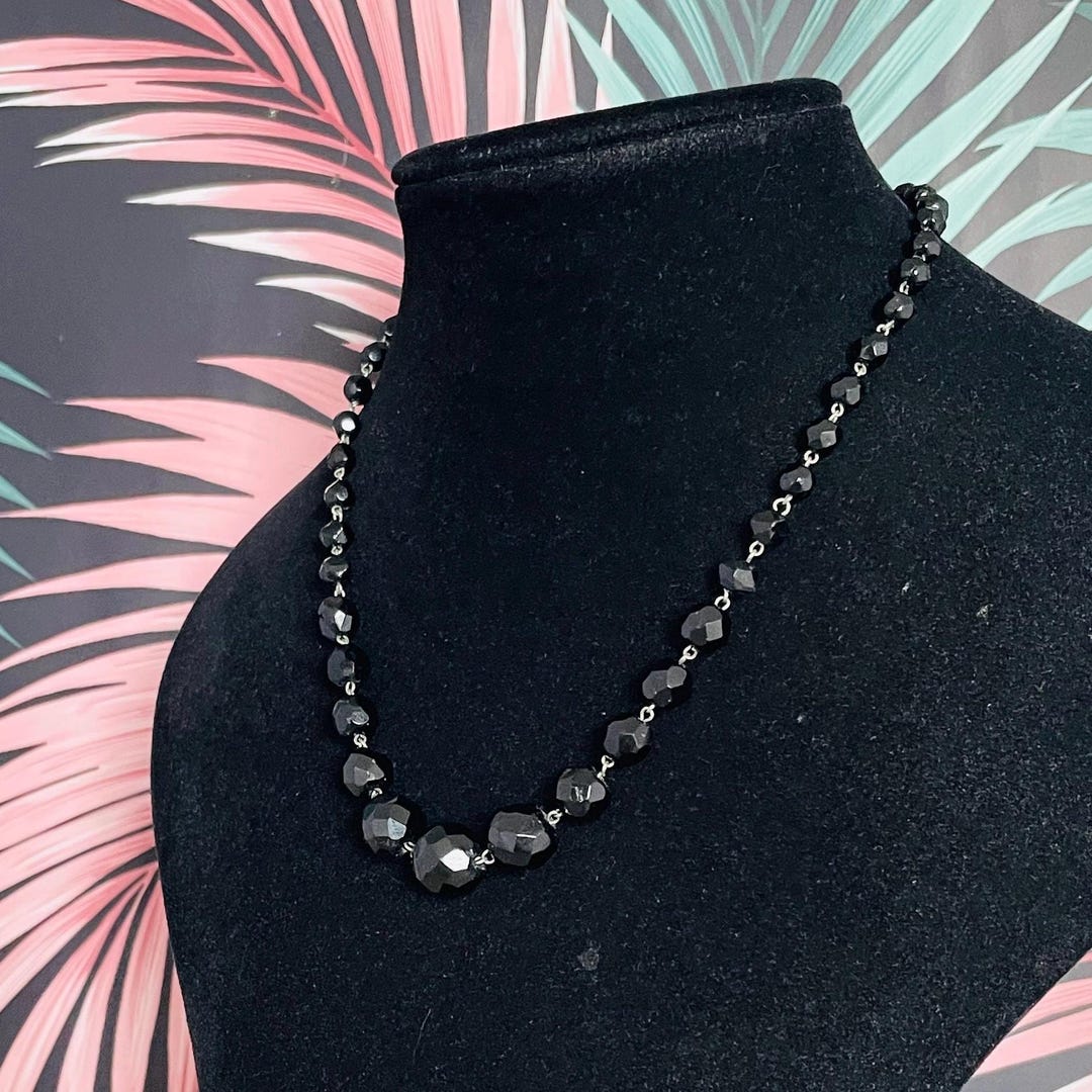Vintage French Jet Bead Choker: Gothic Morning Beads Necklace - Etsy