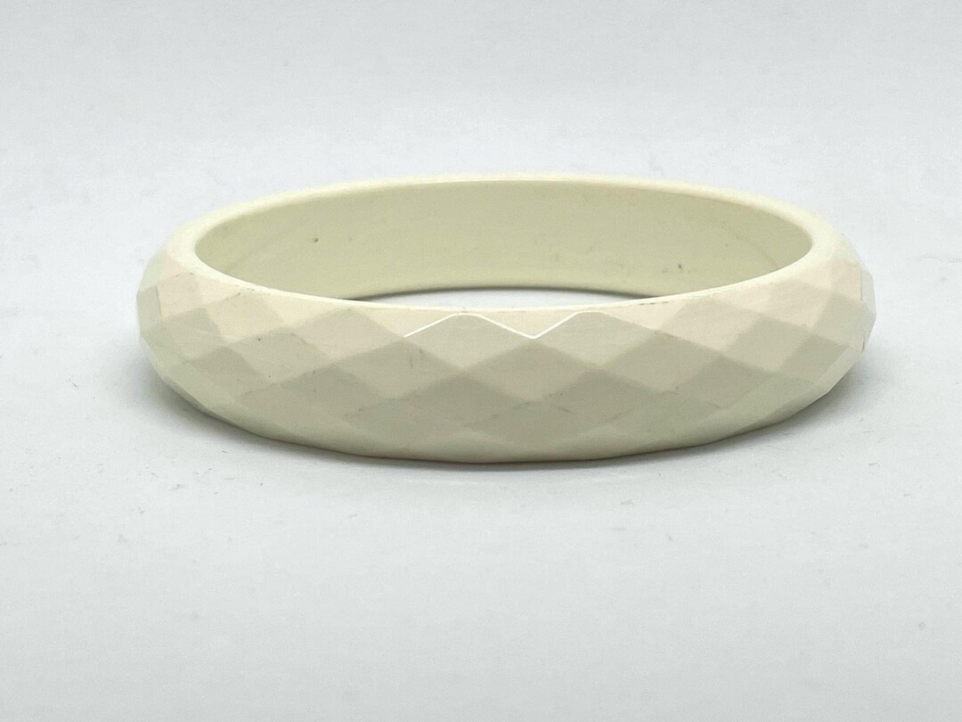 White Faceted Plastic Bangle - Costume Jewellery for Women - Etsy
