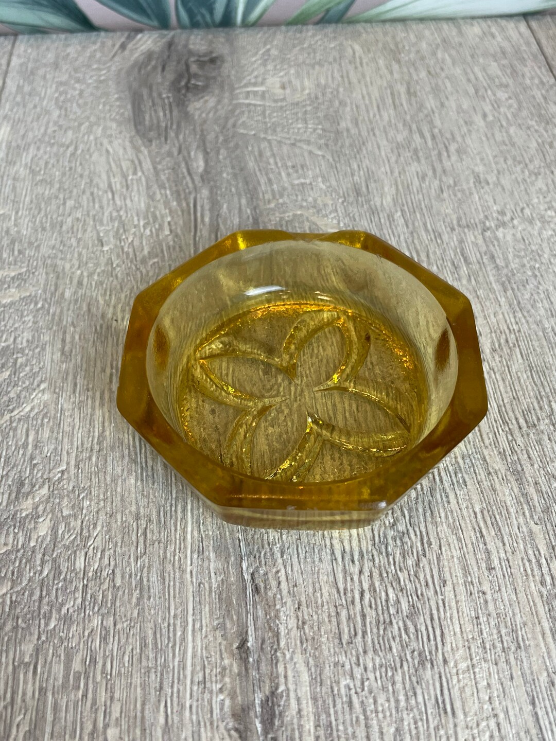 Amber Depression Glass Pin Dish Vintage Yellow Glass Trinket Dish - Etsy