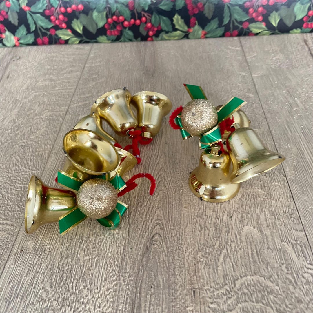 Gold Bell Clusters – Vintage Plastic Christmas Decorations With Baubles ...