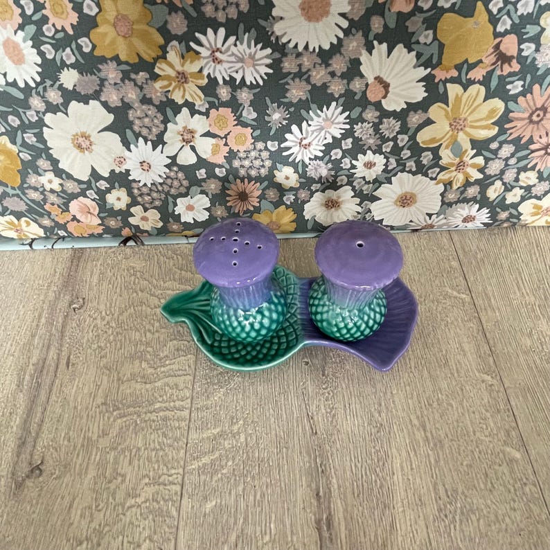 Novelty Thistle Salt & Pepper Shakers With Saucer - Govancroft ...