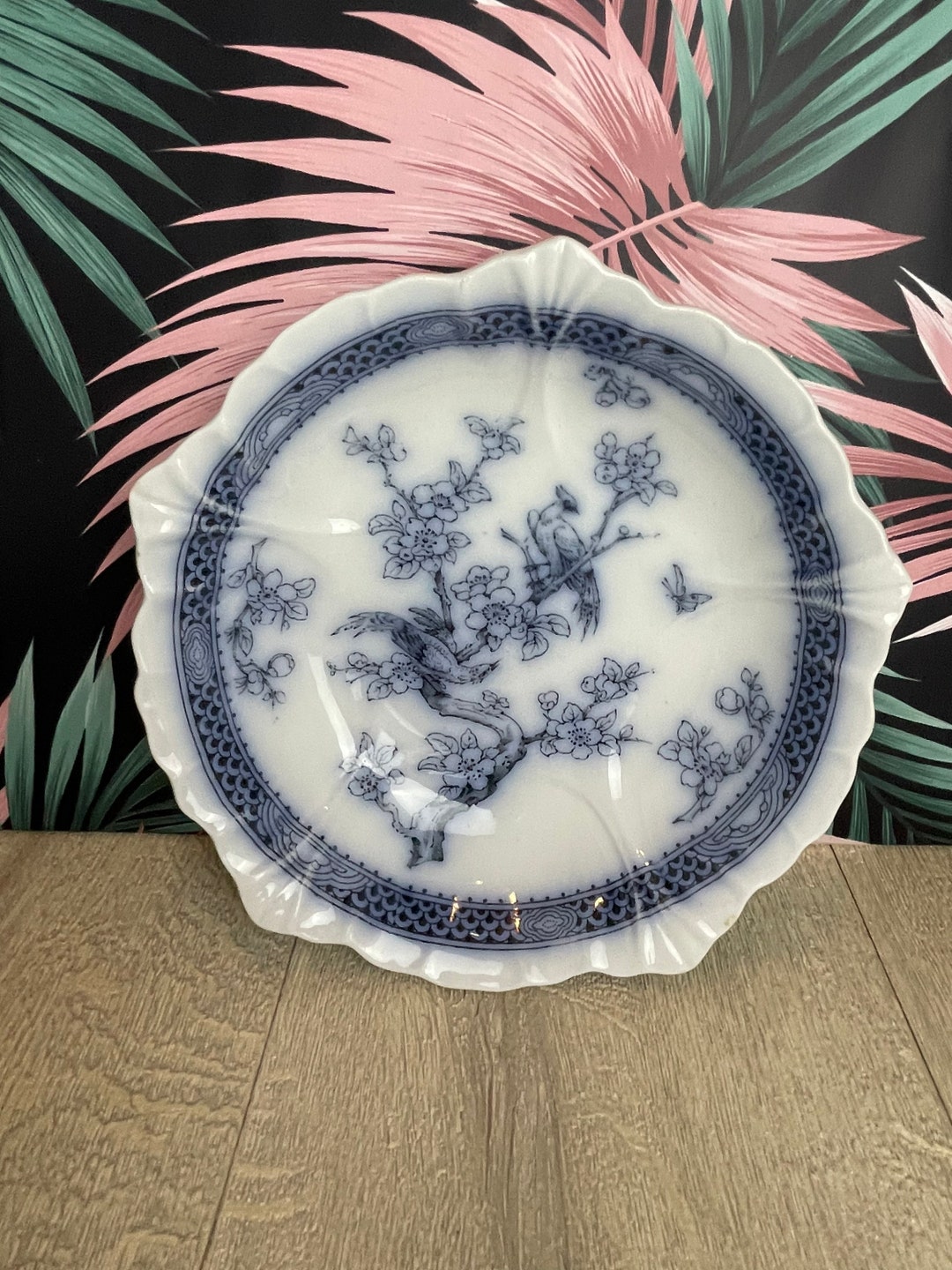 Losol Ware Bird Pattern Fruit Bowl - Blue and White Serving Dish - Etsy UK