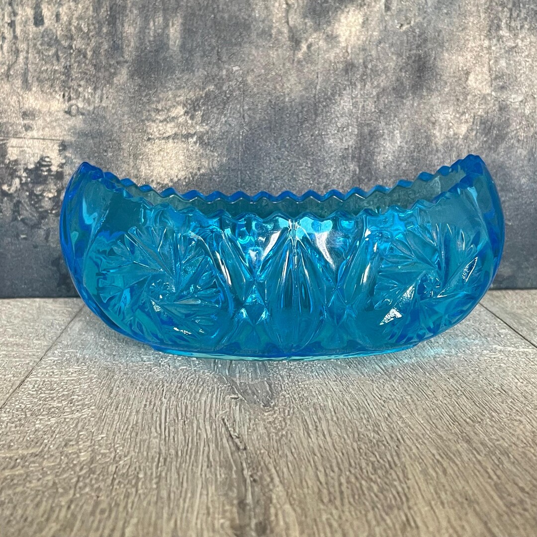 Sowerby Azure Hobstar Boat Dish – 1930s Pressed Glass Pattern 2480 - Etsy