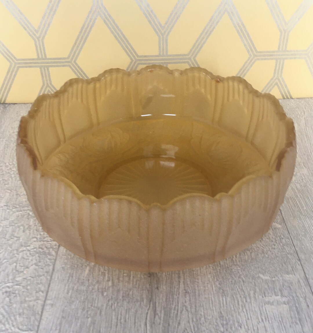 Vintage Sowerby Amber Frosted Glass Bowl: Rose Design, No 2565 - Etsy