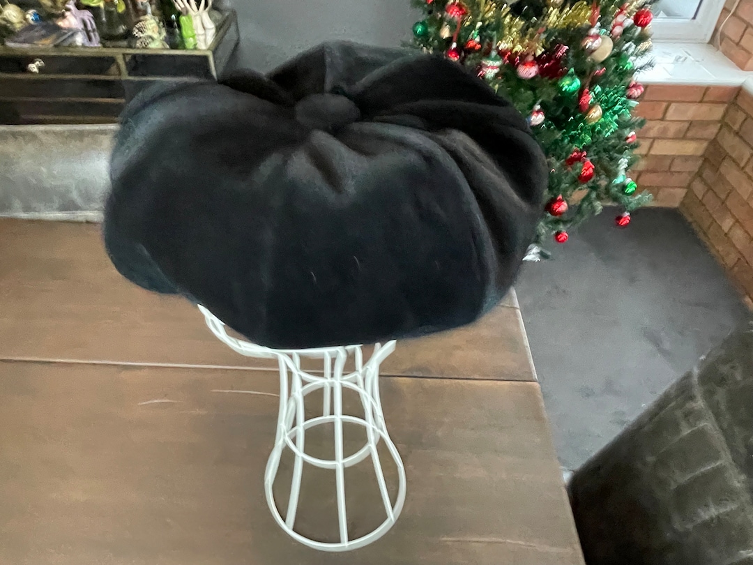 Black Velvet Tam or Beret Hat for Women - Sixties Mod Style Kangol Hat ...