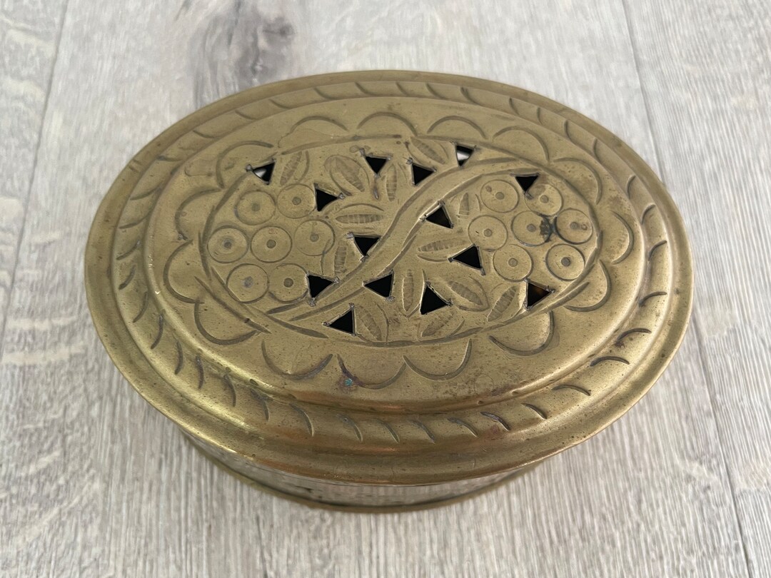 Brass Vintage Hinged Box With Pierced Flower Design Would Be Great for ...