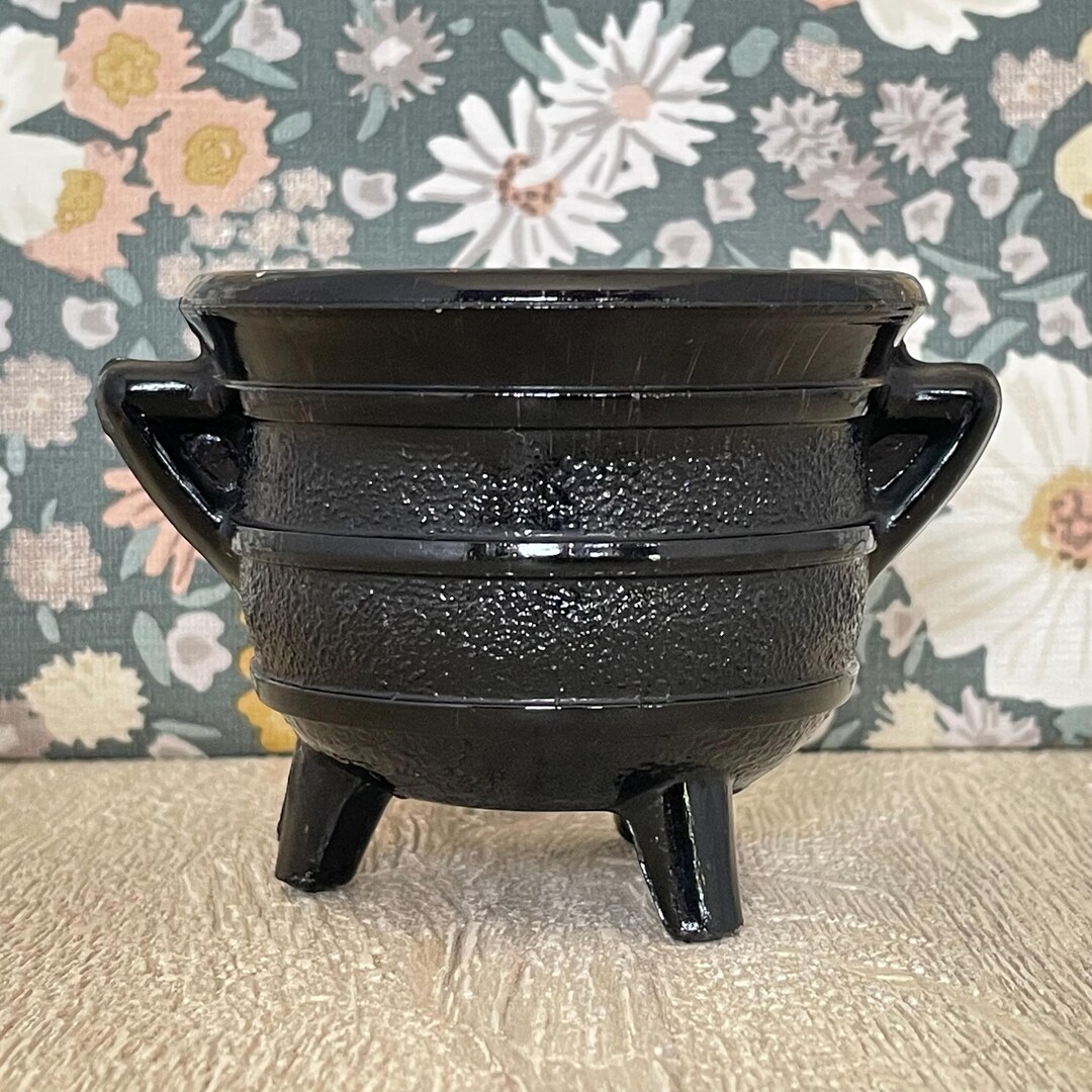 Victorian Black Glass Sugar Bowl – Davidson Cauldron-style Footed Dish ...
