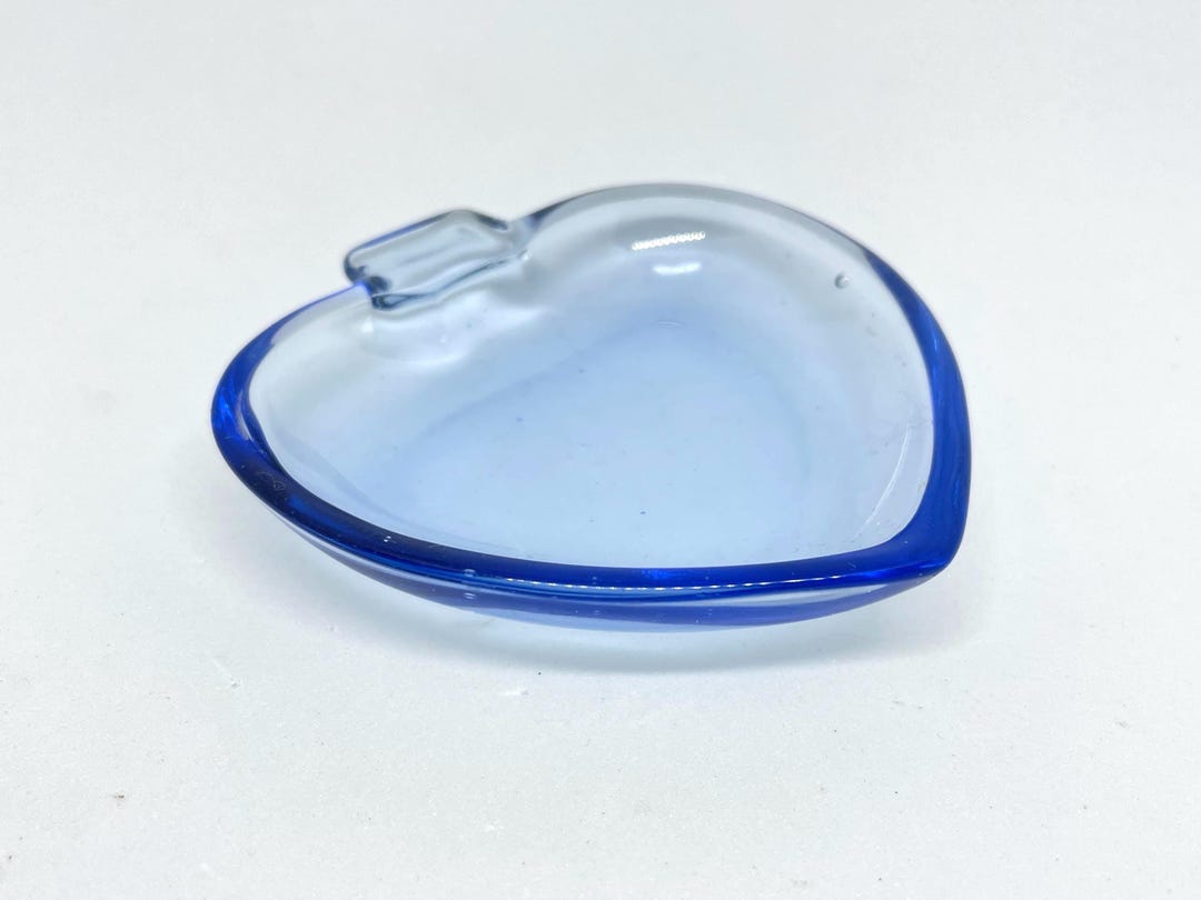 Blue Glass Pin Dish Vintage Ice Blue Glass Trinket Dish - Etsy