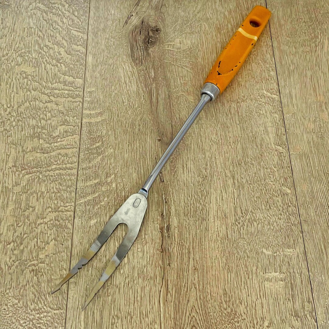 Vintage Prestige Carving Fork – Yellow Handled Meat Fork, Made in ...