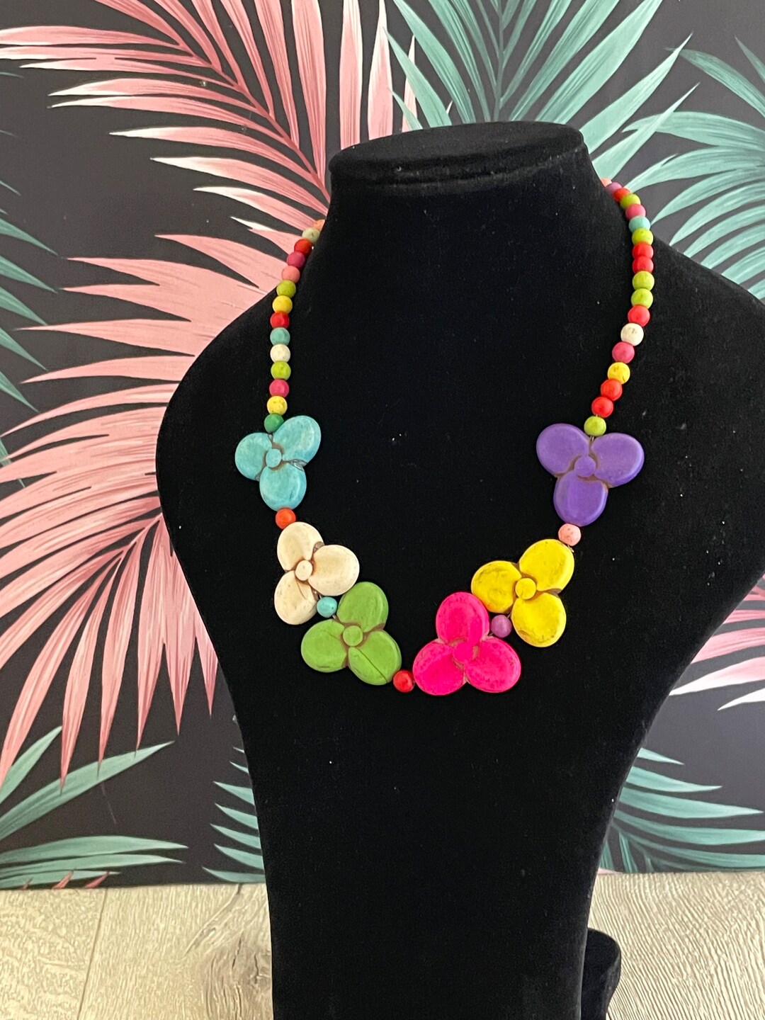 Rainbow Flower Princess Length Necklace Hippy Boho Style - Etsy