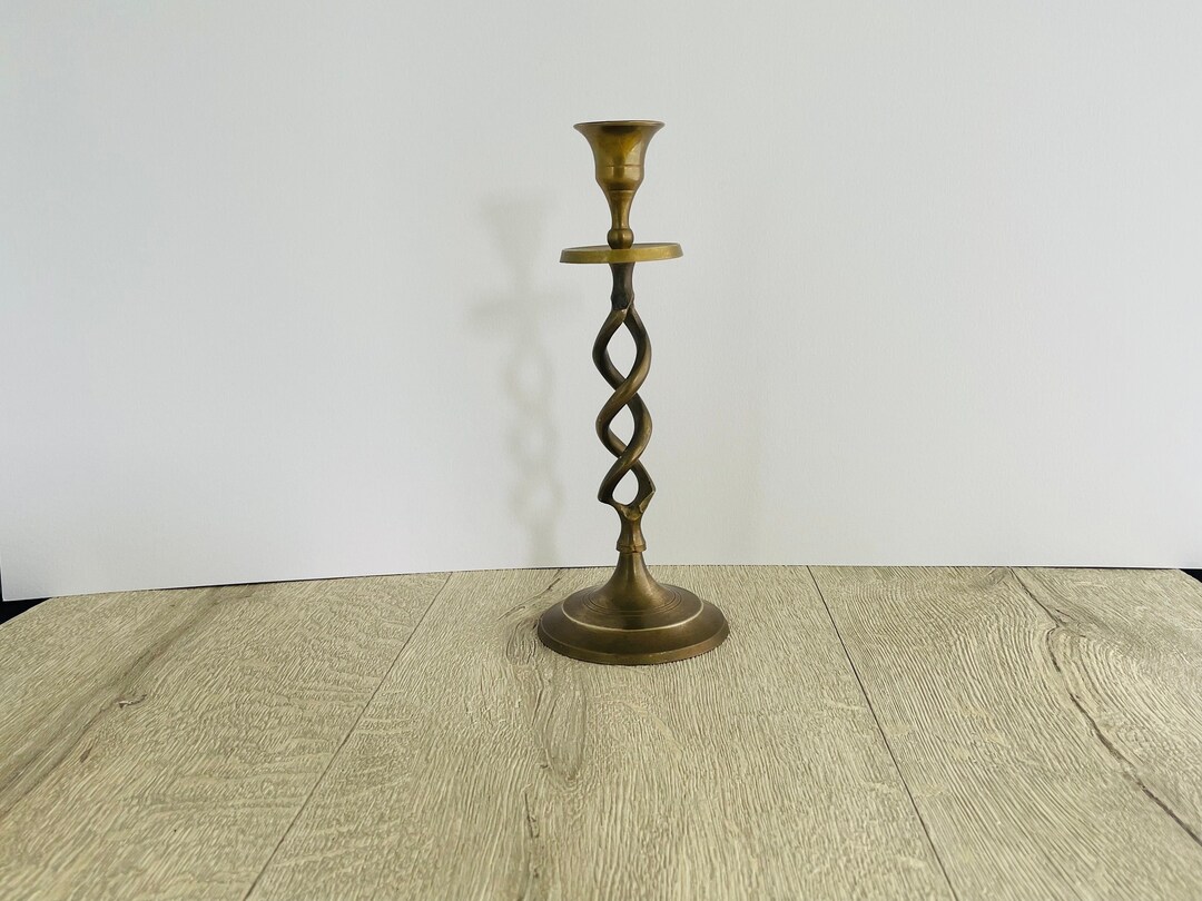 Brass Tall Twisted Candlestick for Taper Candle - Gothic Style ...
