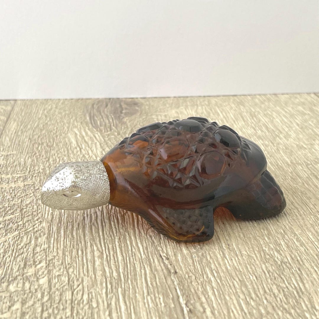 Avon Turtle Shaped Collectable Brown Glass Perfume Bottle - Etsy