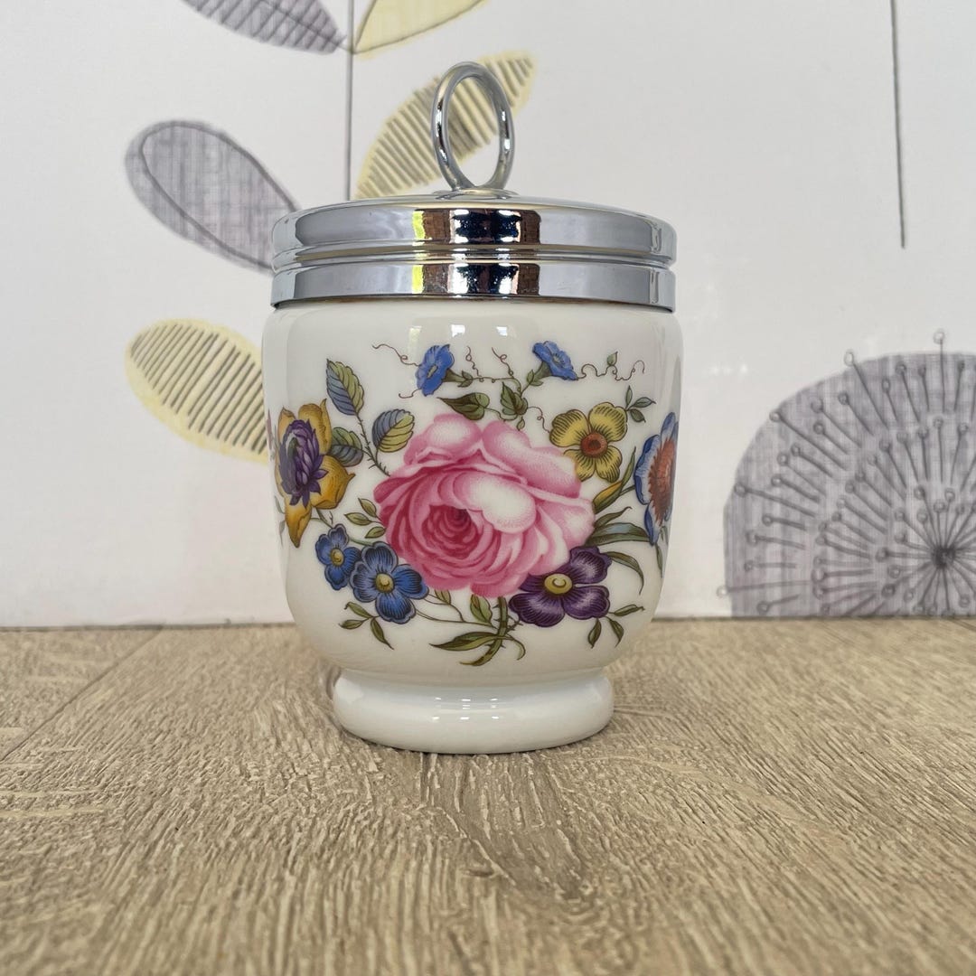 Royal Worcester Porcelain Egg Coddler Bournemouth Floral Pattern Large ...