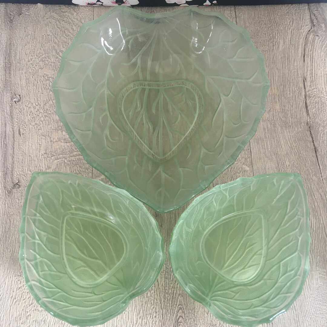 Bagley Cocktail Time Fruit Set - Art Deco Green Glass Bowl Set, Vintage ...