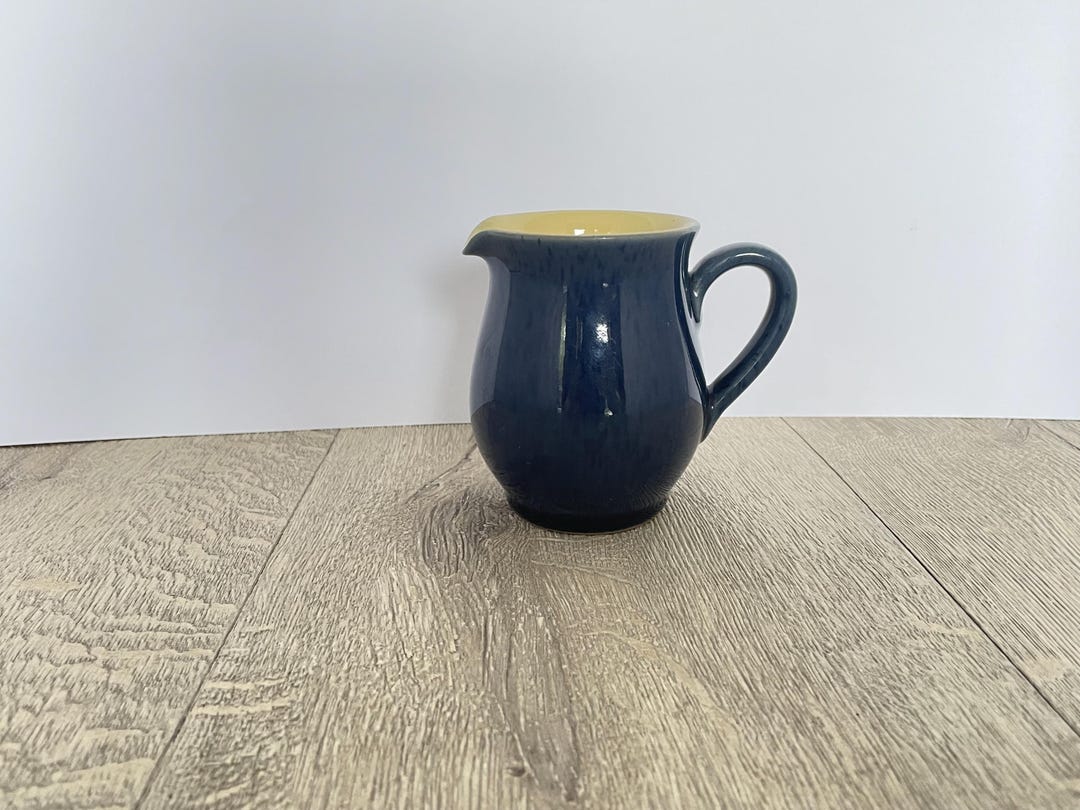 Vintage Denby Cottage Blue Range Milk or Cream Jug With Primrose Yellow ...