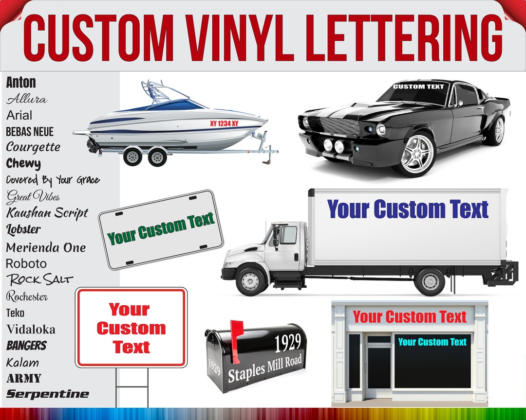 Custom Vinyl Lettering Decal - Sticker Outdoor Use on Auto Car Truck ...