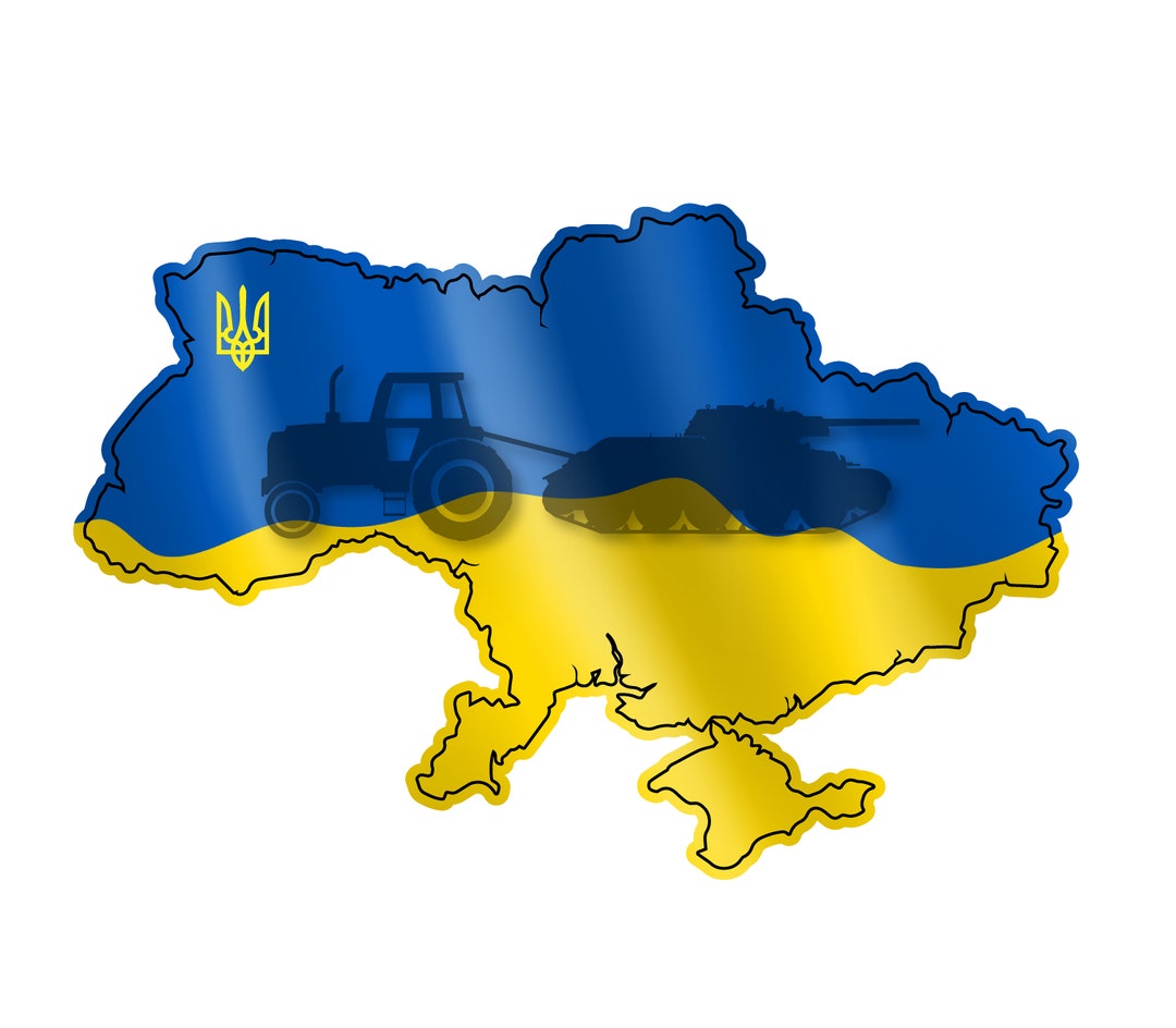 Ukraine Farm Tractor Steals Tows Tank Sticker Decal 4x5 Ukrainian Flag ...