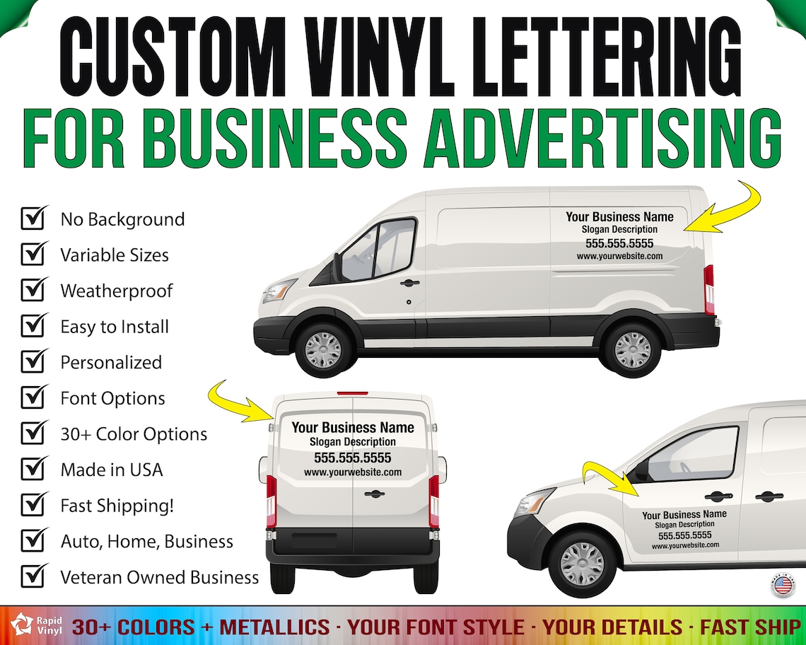 Rapid Vinyl Business Name, Info, Slogan Decal Custom Vinyl Lettering ...