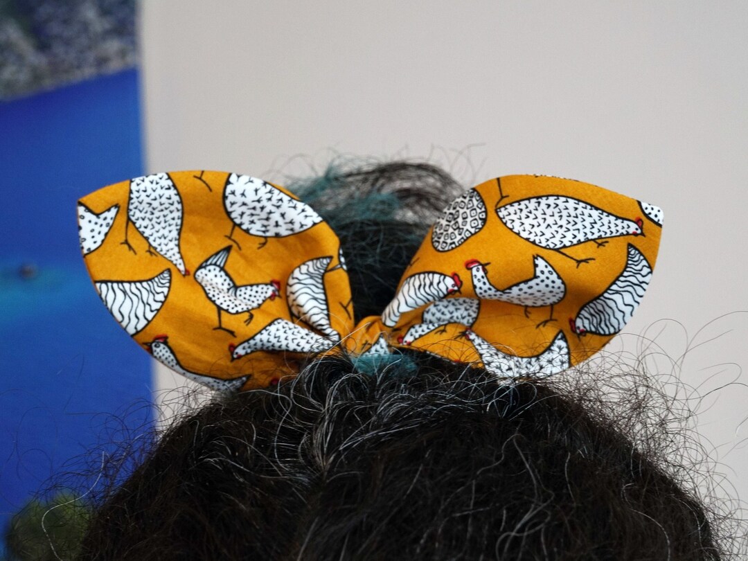 Cute Hens Hair Bows, Hens Hair Bobble, Mustard Yellow Hair Tie ...