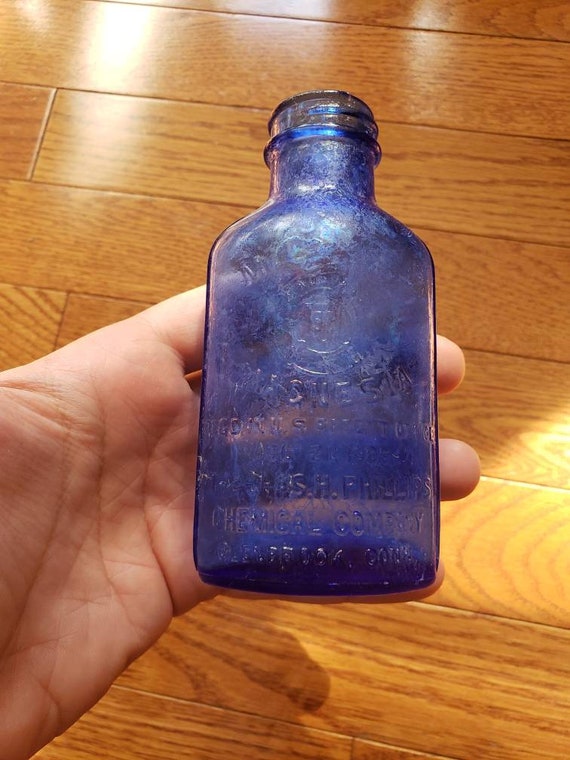 Antique Blue Milk of Magnesia Bottle - Etsy