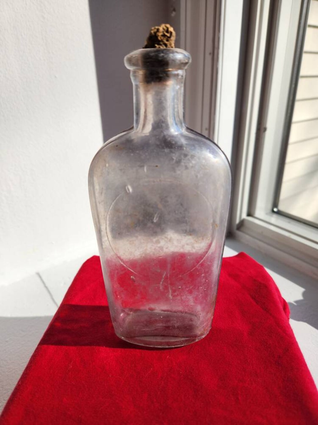 Antique Glass Whiskey Flask W/original Cork - Etsy