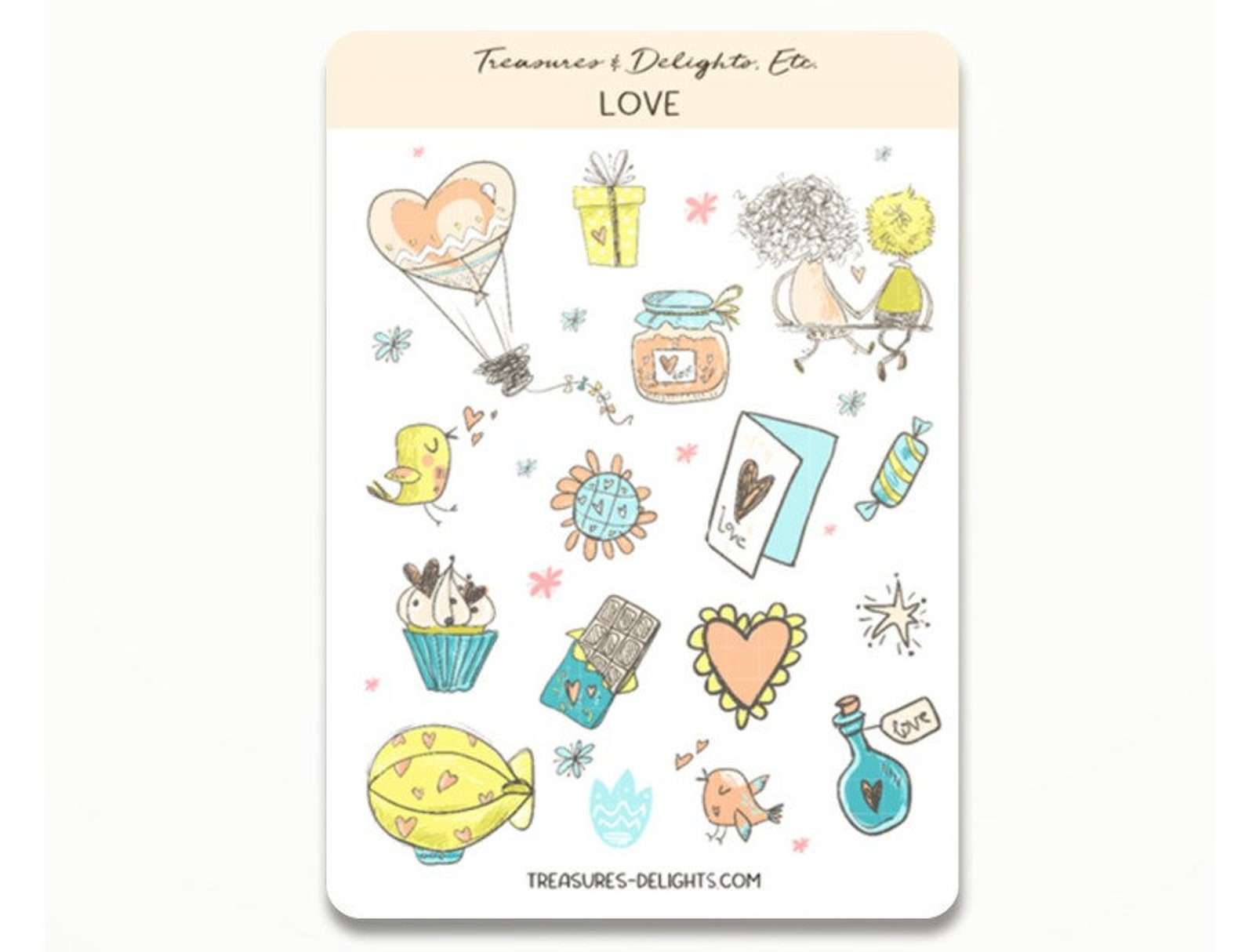 Love Sticker Sheet Heart Stickers Love Stickers Bullet - Etsy