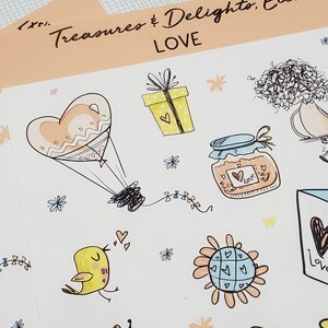 Love Sticker Sheet, Heart Stickers, Love Stickers, Journaling Stickers ...