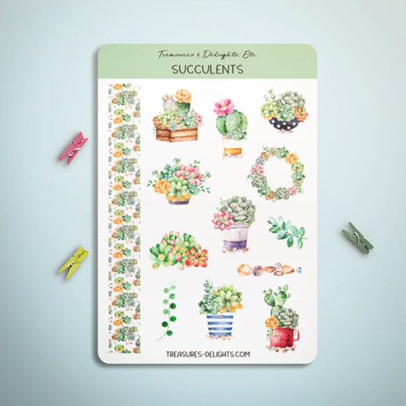 Stickers Paper Succulent sticker sheet Stickers, Labels & Tags etna.com.pe
