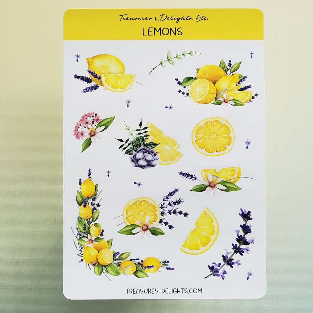 Lemons Sticker Sheet, Lemon Stickers, Journaling Stickers, Planner ...