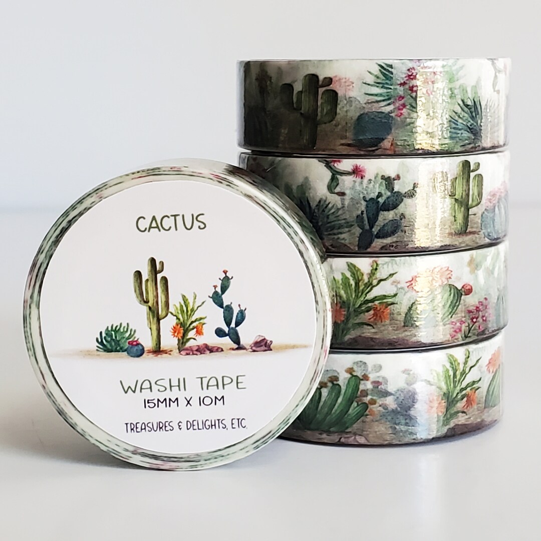 Cactus Washi Tape, Succulent Washi Tape, Desert Scape Deco Tape, Cute ...