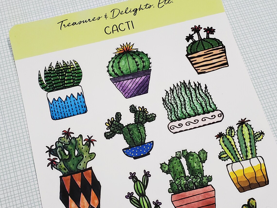 Cacti Sticker Sheet Cactus Stickers Bullet Journaling - Etsy