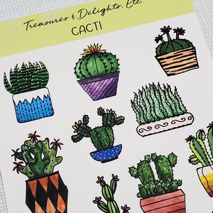 Cacti Sticker Sheet, Cactus Stickers, Journaling Stickers, Planner ...