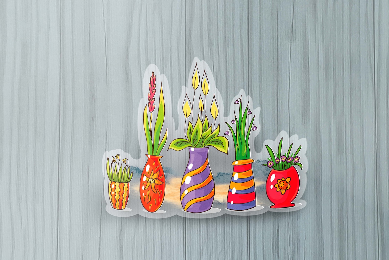 Flower Vases CLEAR Sticker, Flower Vase Sticker, Spring Flowers Sticker ...