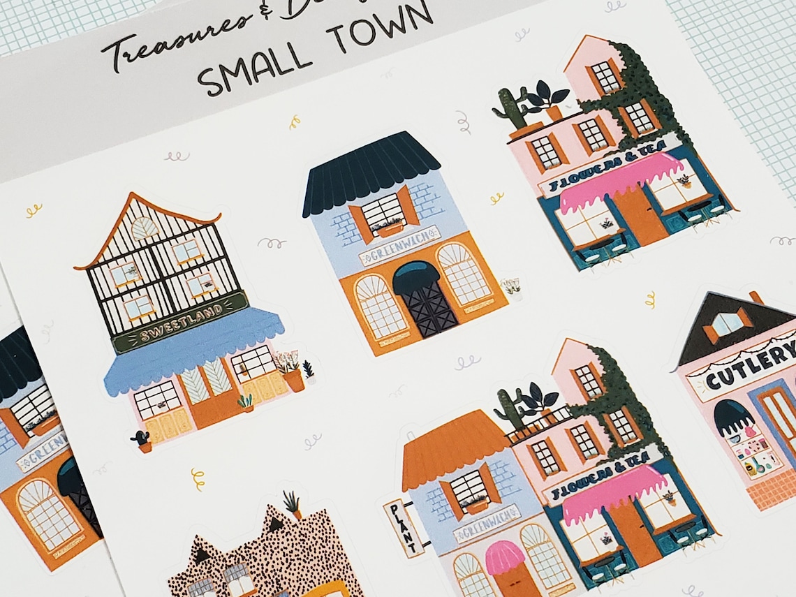 Small Town Sticker Sheet City Building Travel Bullet - Etsy