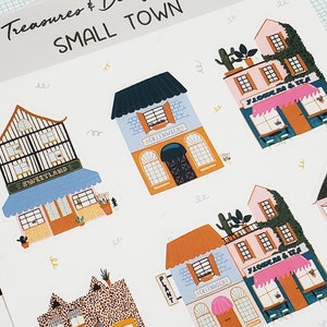 Small Town Sticker Sheet, City Building Travel, Journaling Stickers ...