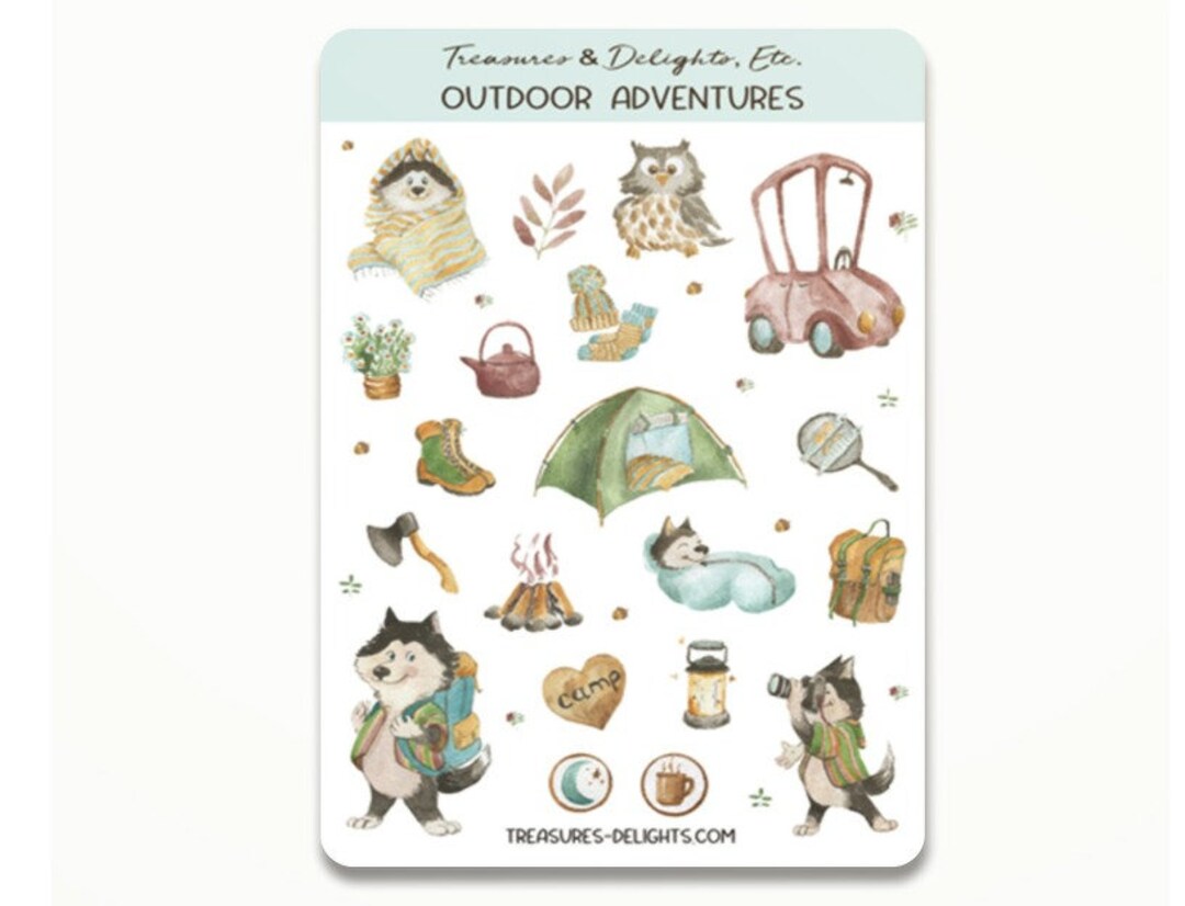 Outdoor Adventures Sticker Sheet Camping Stickers Adventure - Etsy