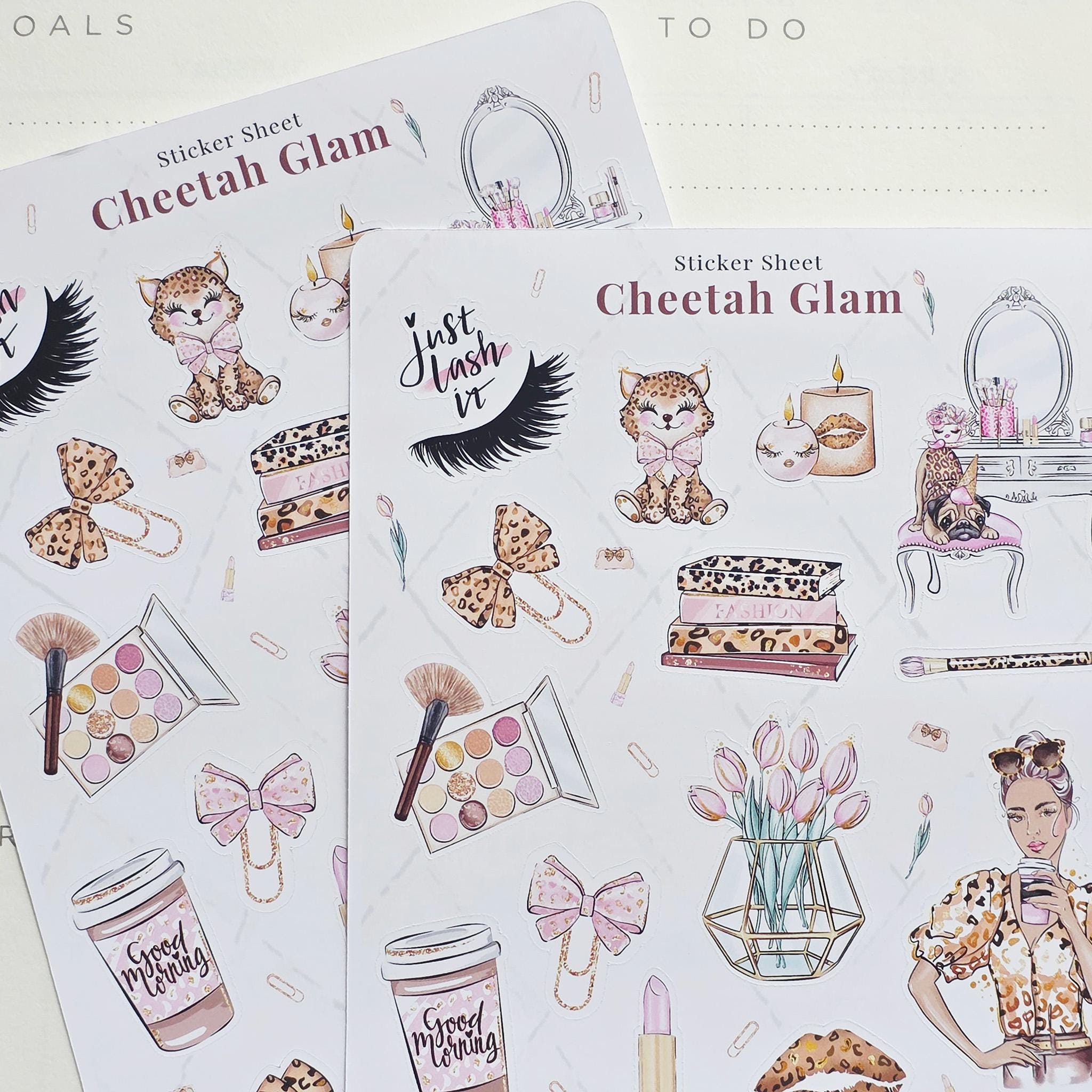 Cheetah Glam Sticker Sheet, Cheetah Stickers, Glam Stickers, Makeup ...