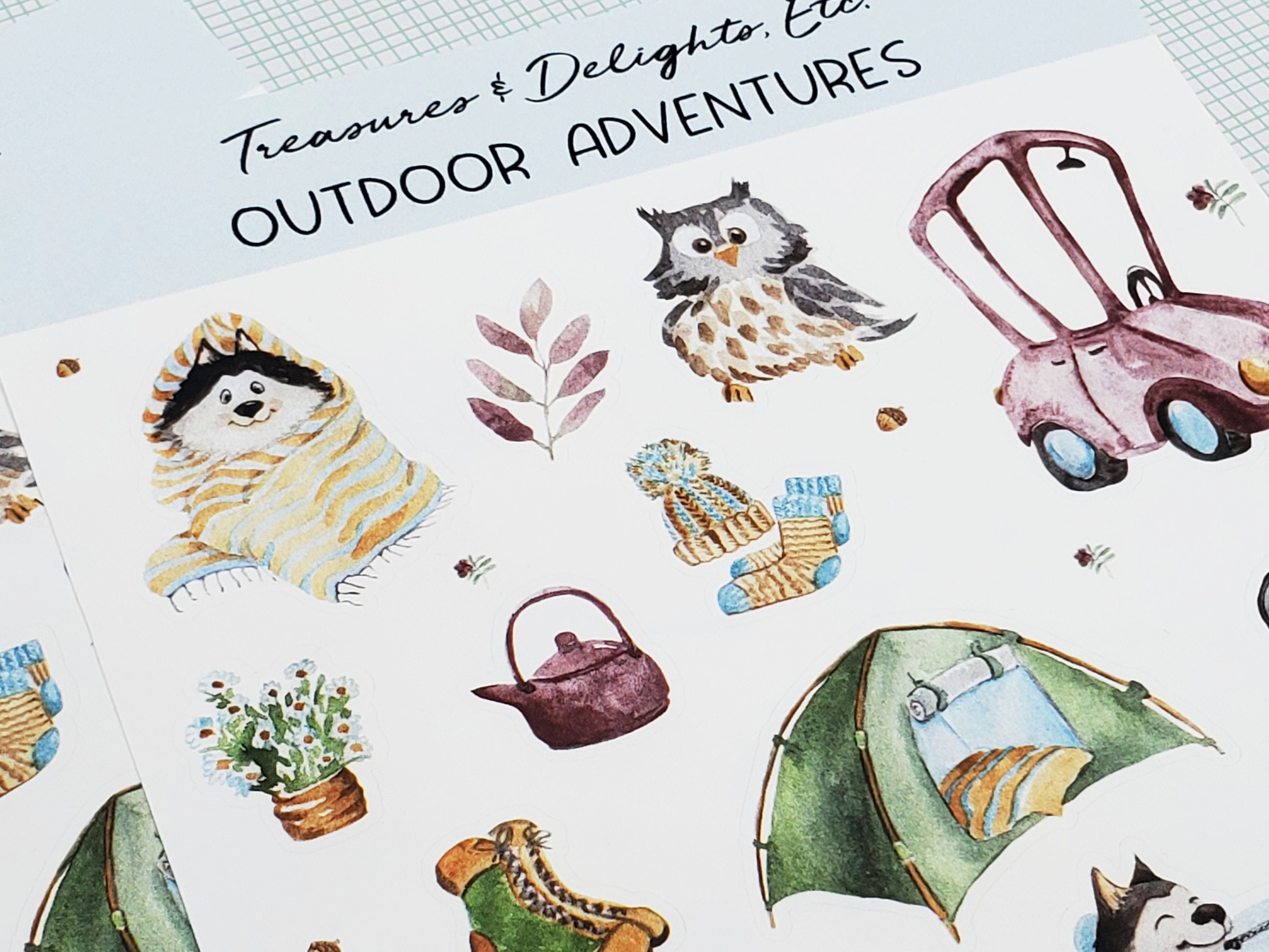 Outdoor Adventures Sticker Sheet Camping Stickers Adventure | Etsy