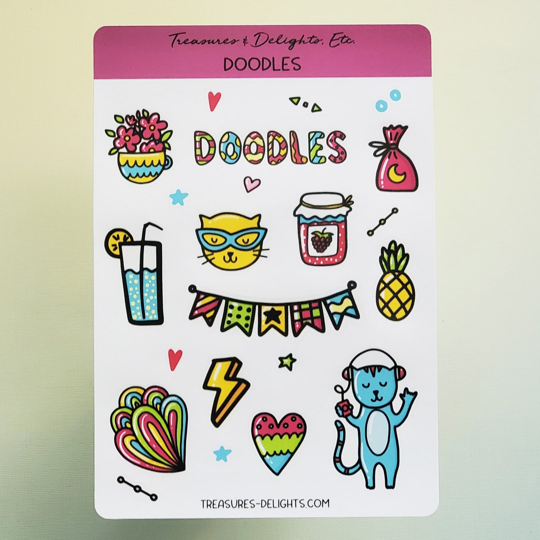Doodles Sticker Sheet, Journaling Stickers, Planner Stickers, Scrapbook ...